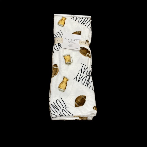 Rae Dunn | Bedding | Nwt Rae Dunn Sunday Funday Football Plush Throw ...